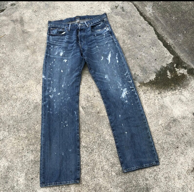 Vintage Polo Ralph Lauren Splatter Splash Paint Denim Jeans Stoned ...