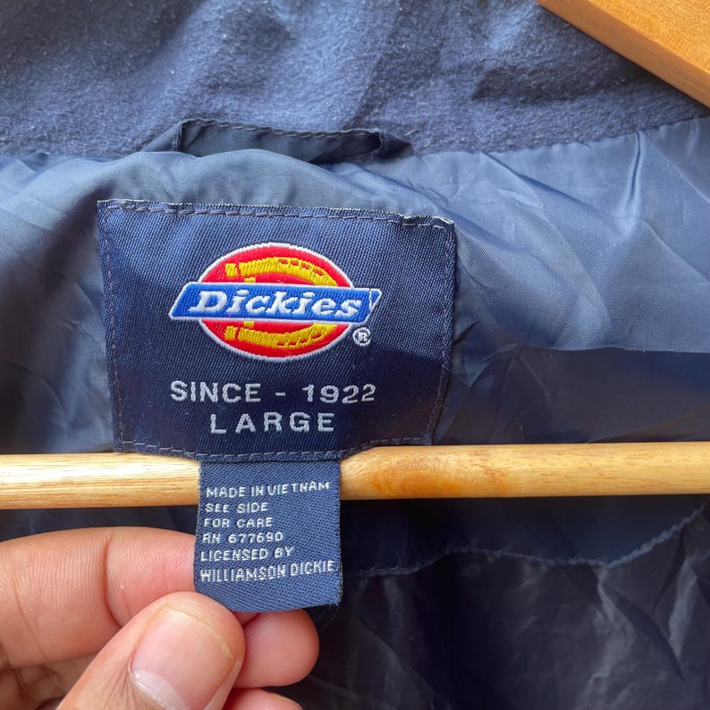 Vintage Dickies Embroidered Small Logo Full Zipper Buttons Puffer Down ...