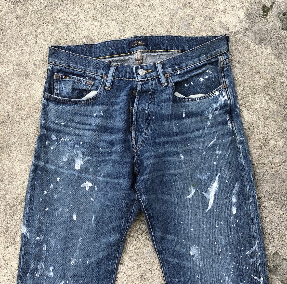 Vintage Polo Ralph Lauren Splatter Splash Paint Denim Jeans Stoned ...