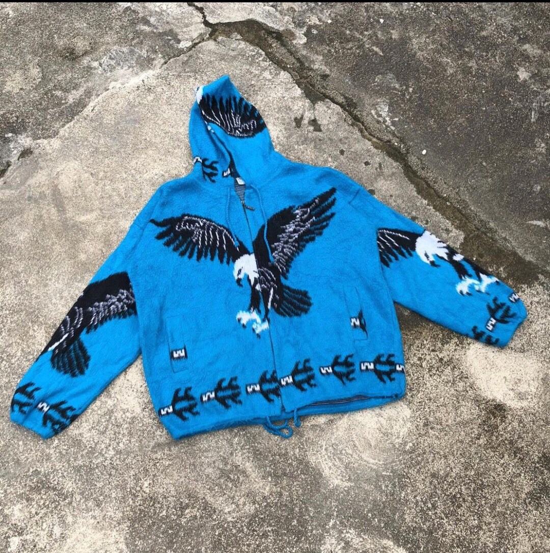 Vintage Yari Artesanias the Eagles Flies Alone Logo Big Eagle Hooded ...
