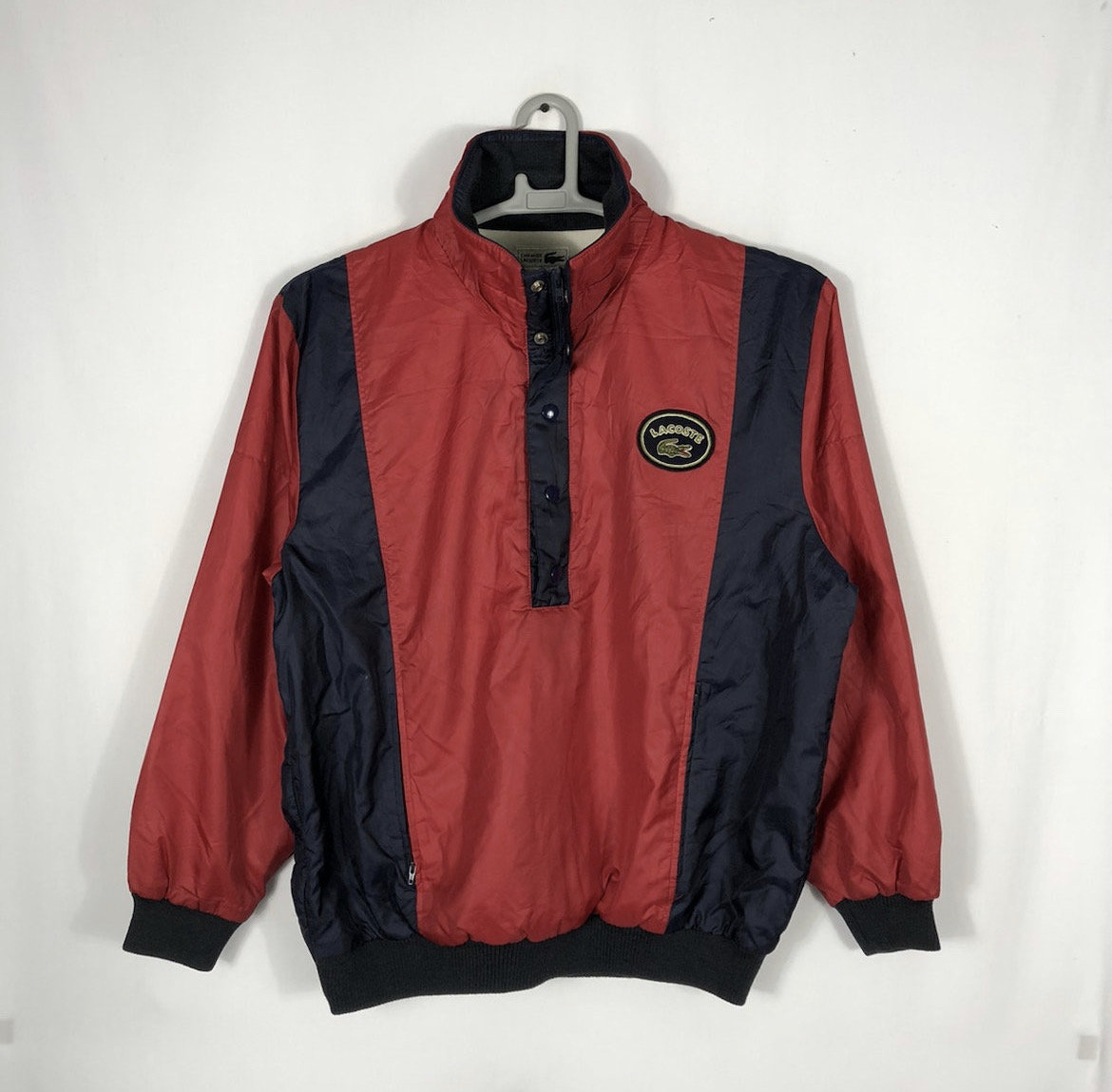Vintage Lacoste Embroidered Patches Logo Half Zipper Half Buttons ...