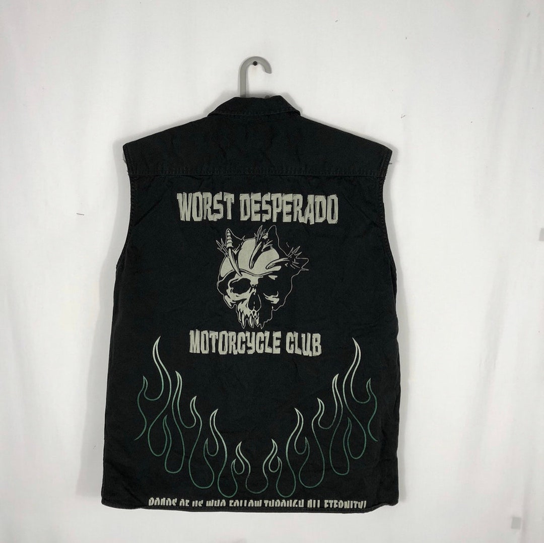 Vintage Worst Desperado Motorcycle Club Big Skull Logo Flame Fire ...