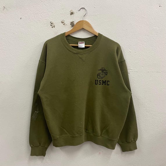 Vintage USMC Army Miltary Soldier Logo Crewneck Pullo… - Gem
