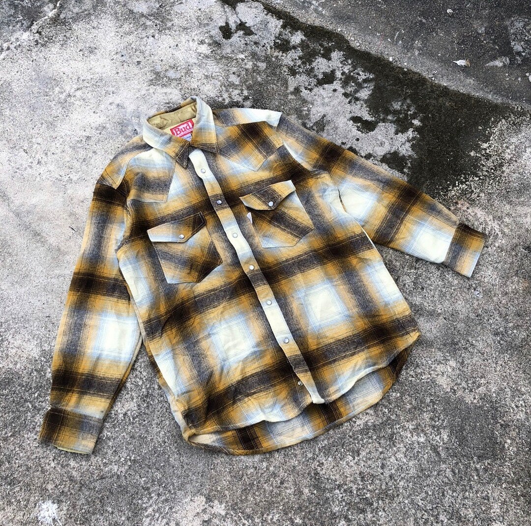 Vintage Budweiser King of Beer Double Pockets Check Plaid Collared ...