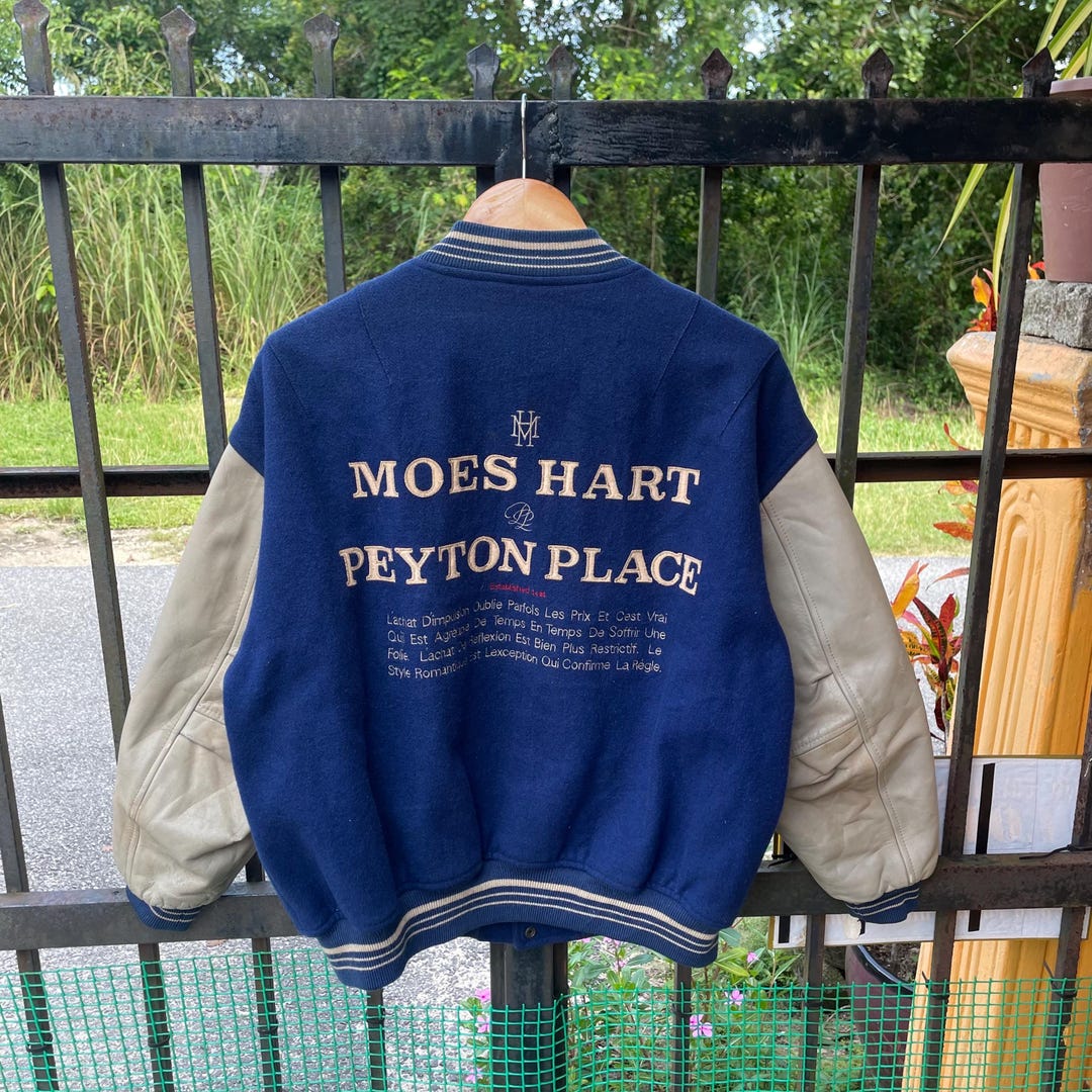 Vintage Peyton Place Embroidered Big Spellout Sleeves Leather Wool ...