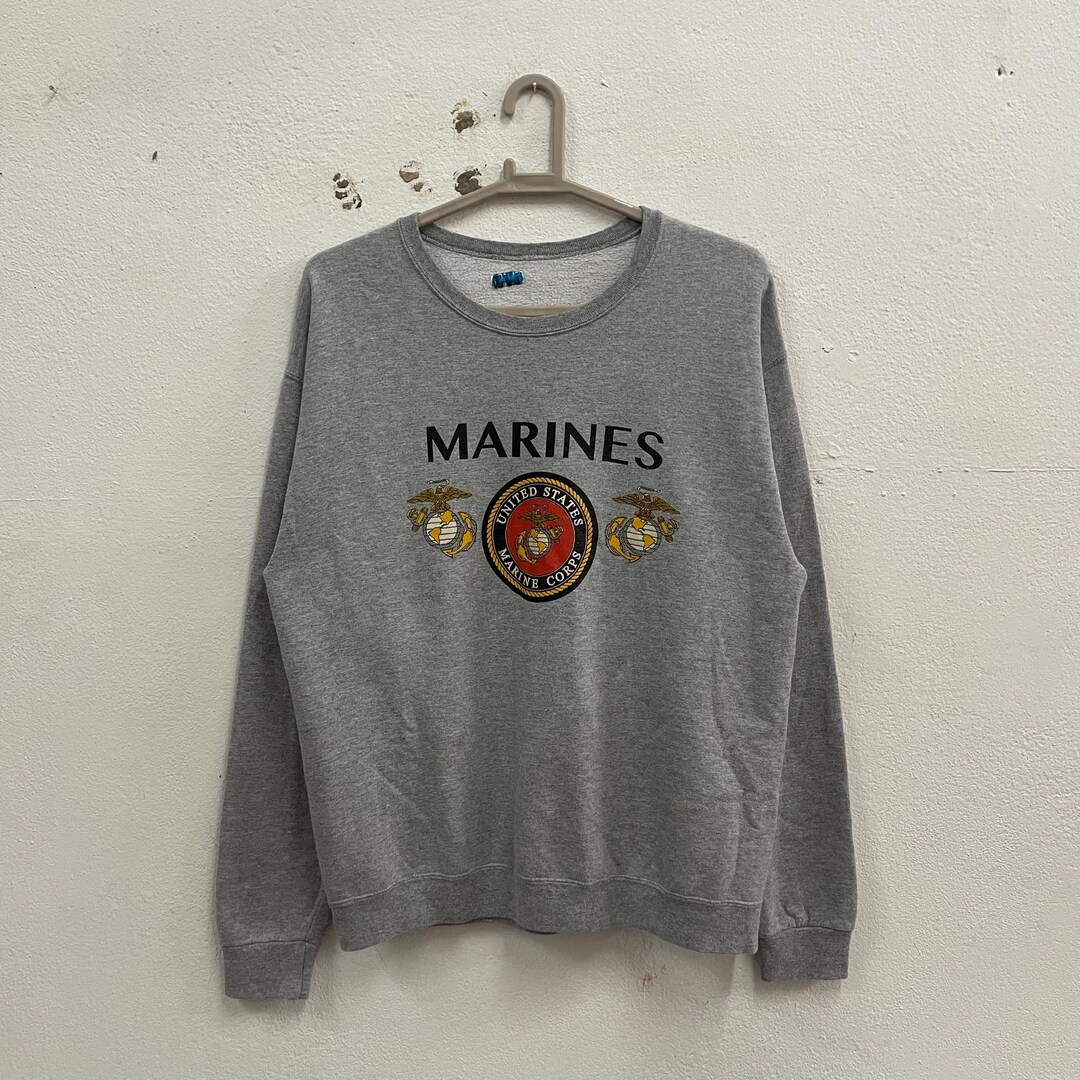 Vintage USMC Marine Cops Big Logo Department Crewneck Pullover Jumper ...