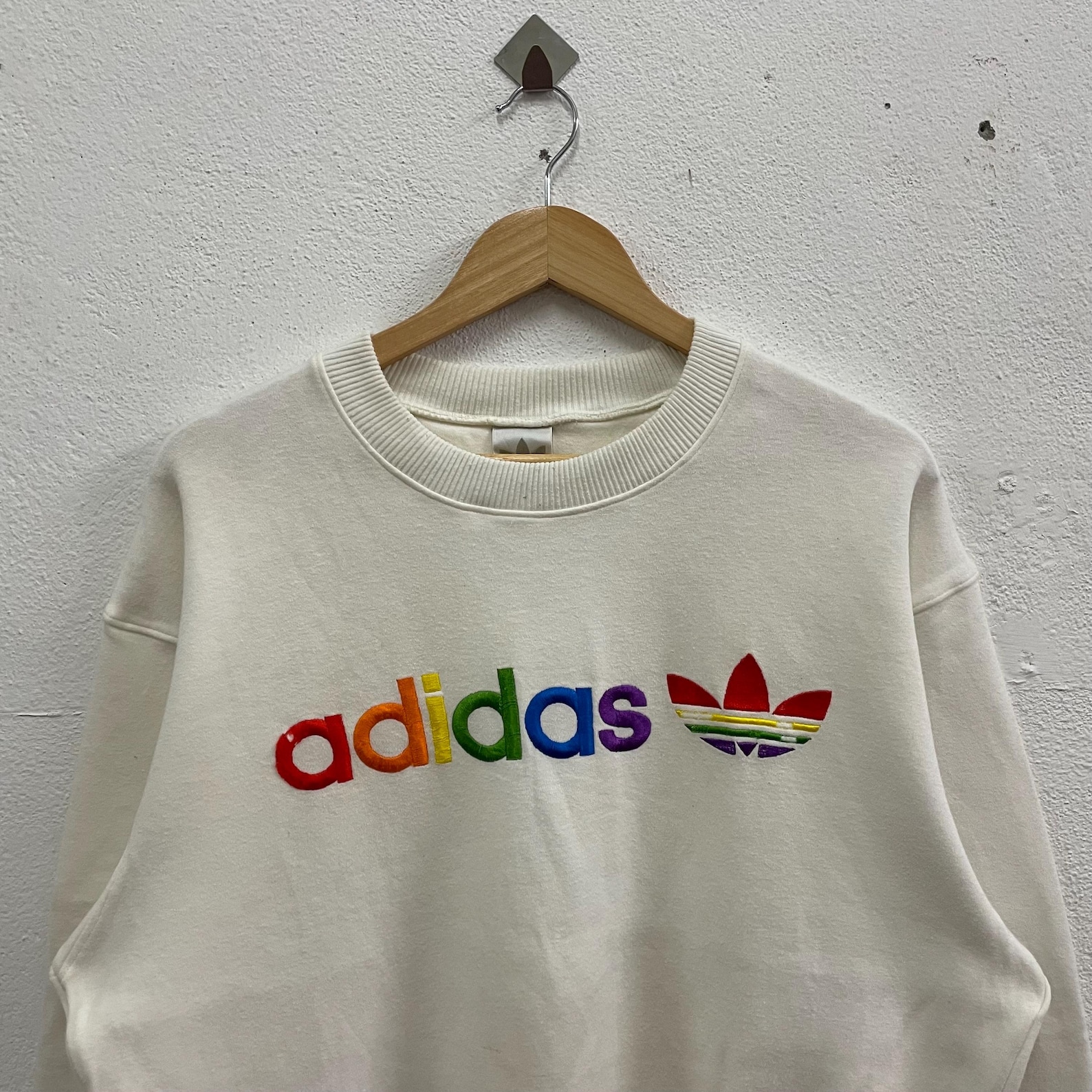Vintage Adidas Embroidered Big Logo Multicolour Spellout Crewneck ...