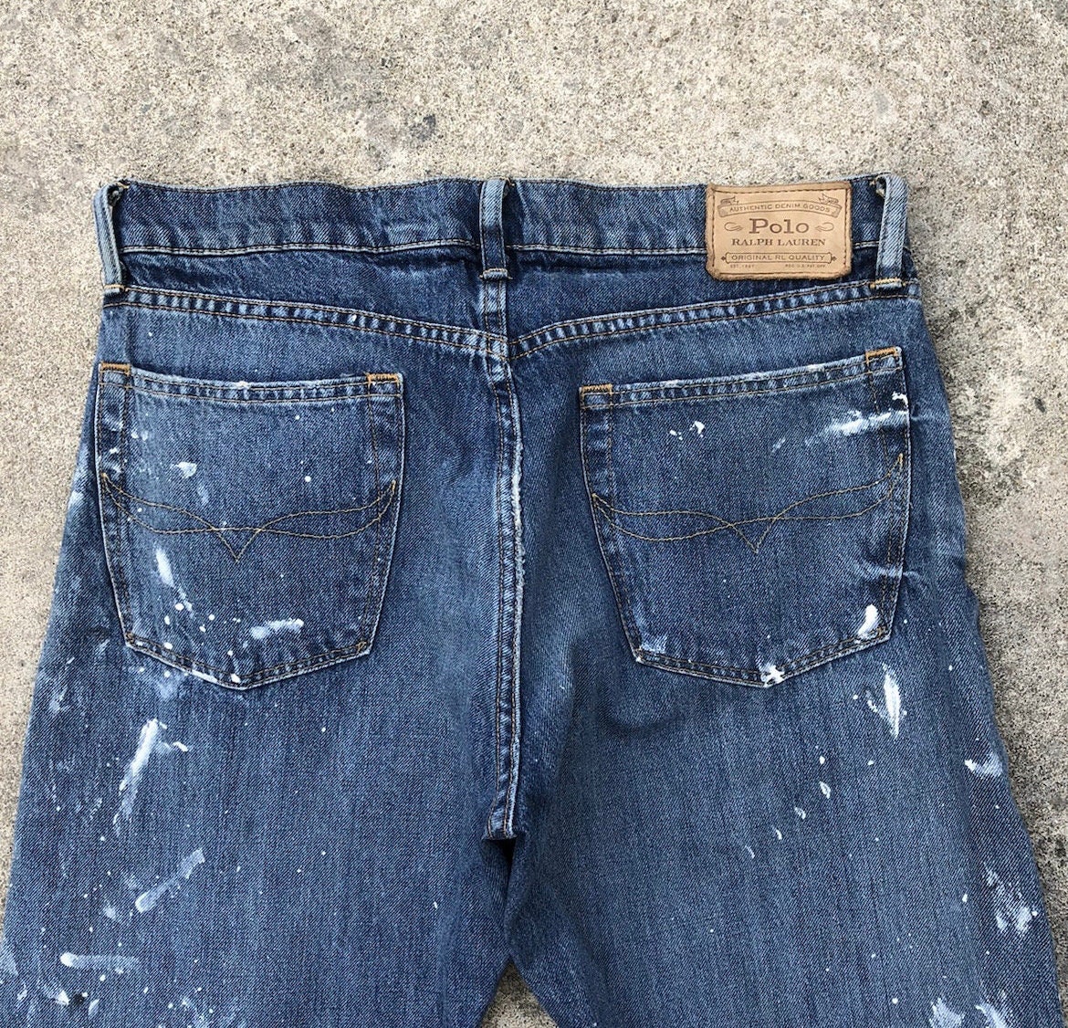 Vintage Polo Ralph Lauren Splatter Splash Paint Denim Jeans Stoned ...