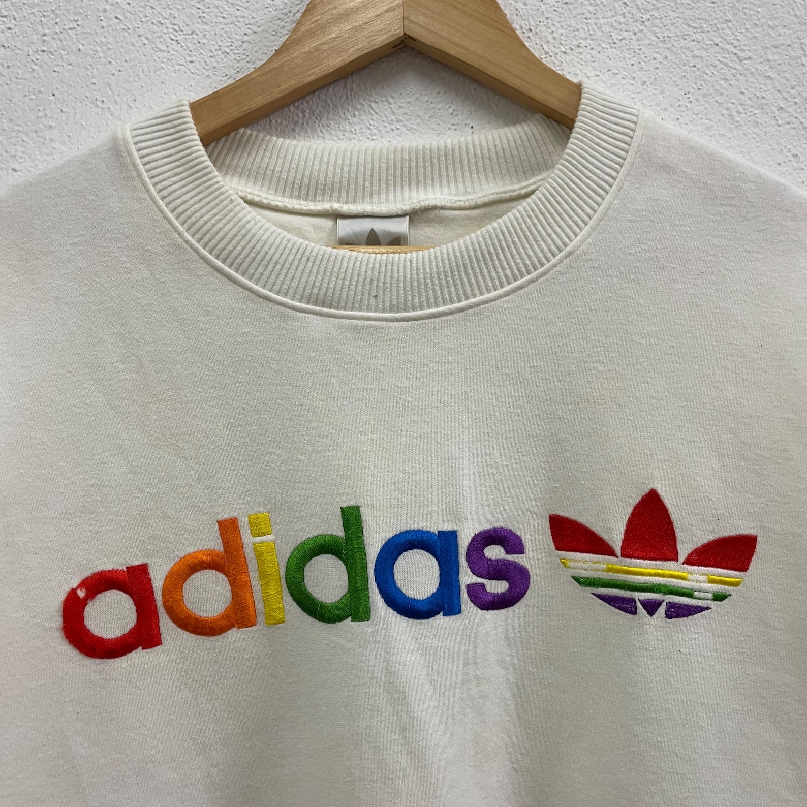 Vintage Adidas Embroidered Big Logo Multicolour Spellout Crewneck ...