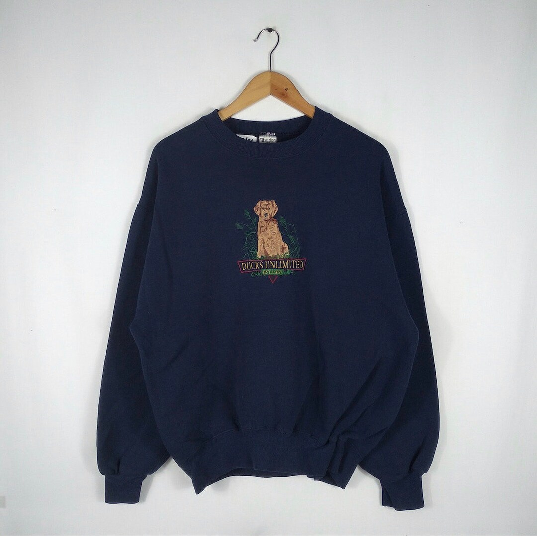 Vintage Ducks Unlimited Big Center Embroidered Puppies Dog Image ...