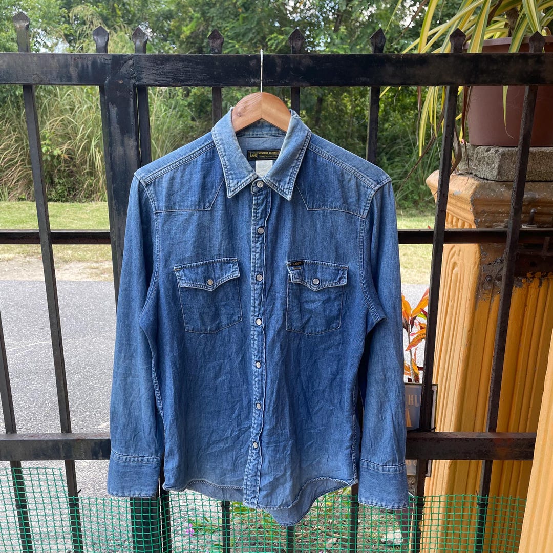 Vintage Lee Double Pocket Stoned Washed Collared Polos Ripped Distress ...