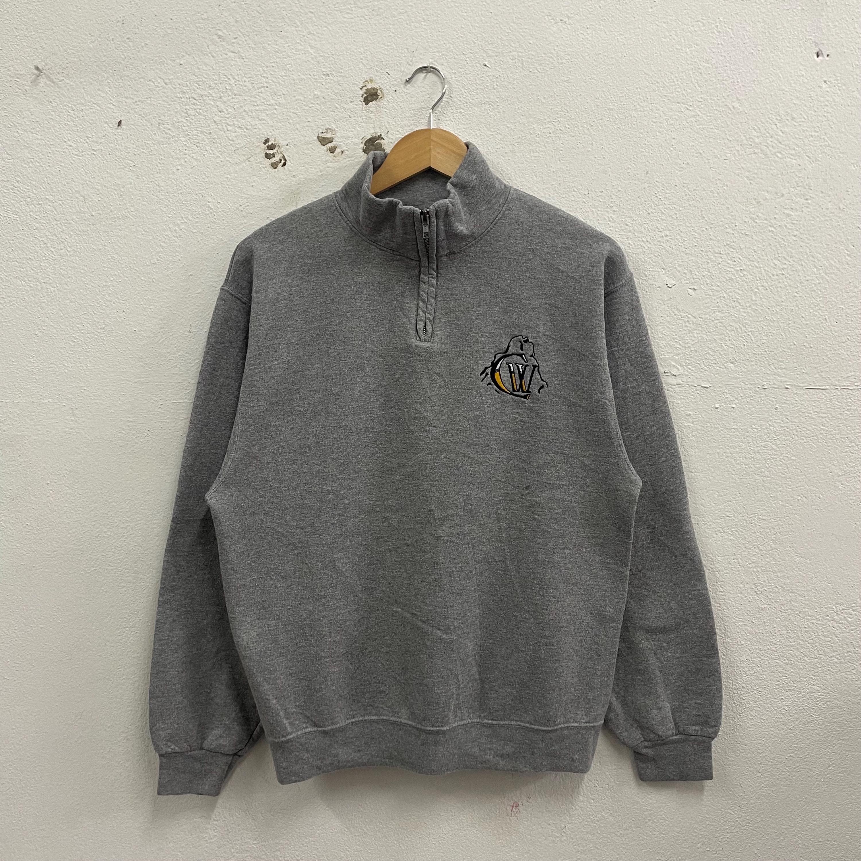 Vintage Retro Embroidered State Logo Half Zipper Pullover Sweatshirts ...