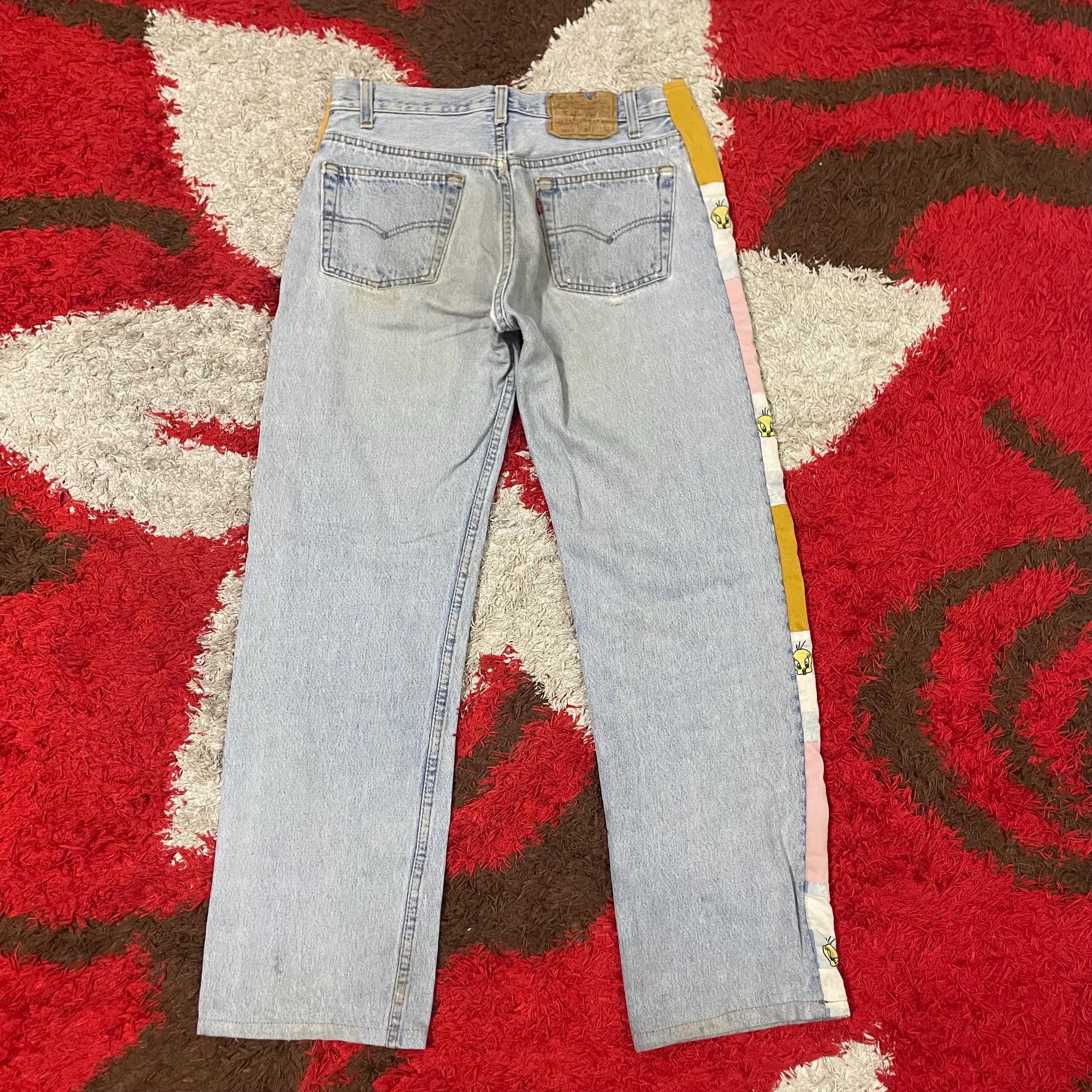 Vintage Levis 501 Stoned Washed Colourful Bird Tweety Tapped Design ...