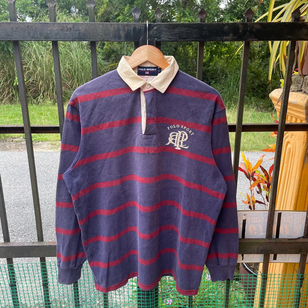 Vintage Polo Sport Ralph Lauren Embroidered Logo Striped Collared Polos ...