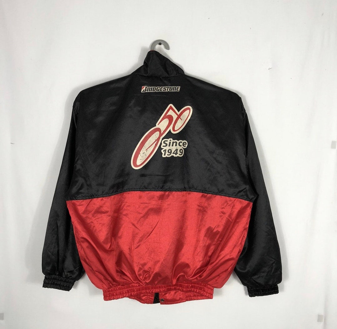 Vintage Bridgestone 50th Anniversary Big Logo Spellout Full Zipper Racing Light Jacket Outdoor ...