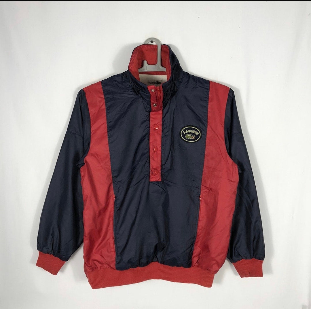 Vintage Lacoste Embroidered Patches Logo Half Zipper Half Buttons ...