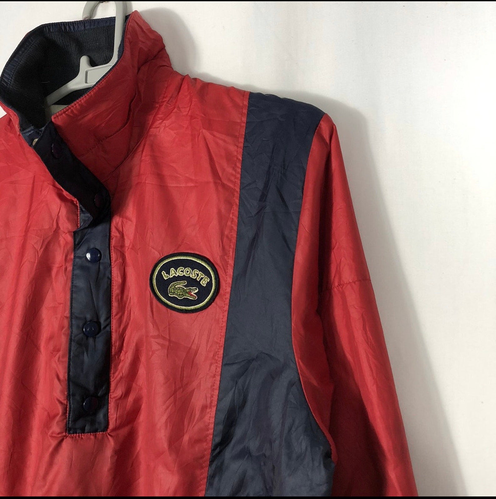 Vintage Lacoste Embroidered Patches Logo Half Zipper Half Buttons ...