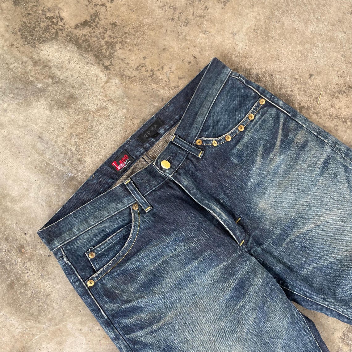 Vintage Lee Japan Made Stoned Washed Regular Straight Cut Distress ...