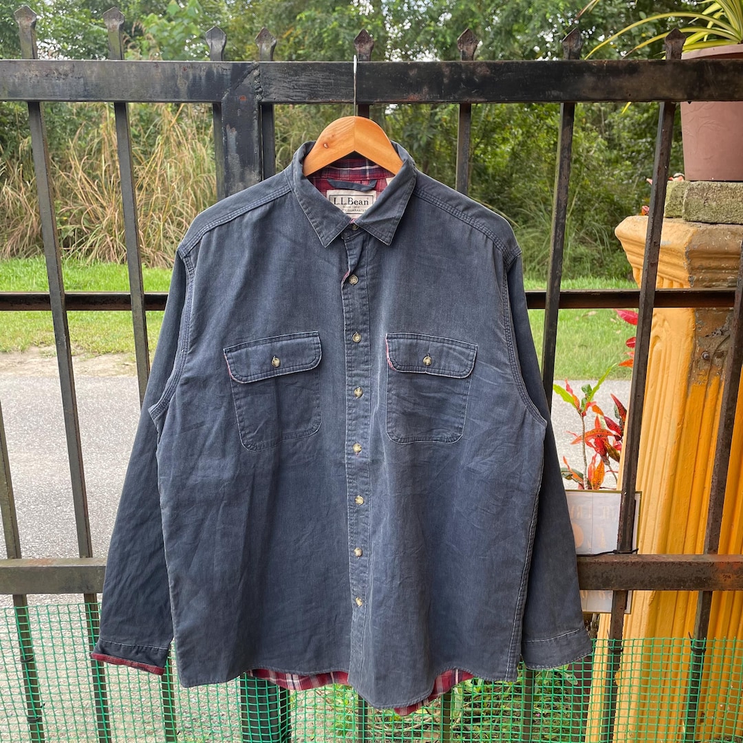 Vintage L.l.bean Checkerd Plaid Inside Double Pocket Collared Polos ...