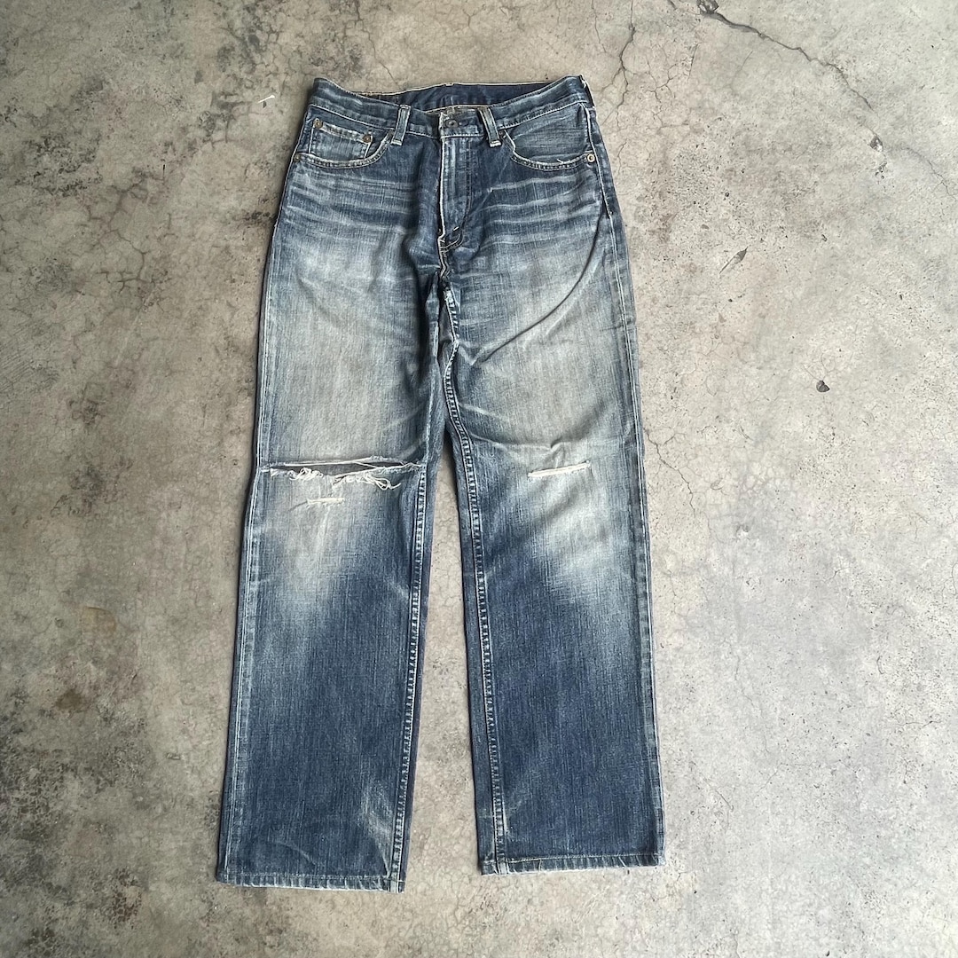 Vintage Levis 502 Stoned Washed Ripped Distress Denim Jeans Levis ...
