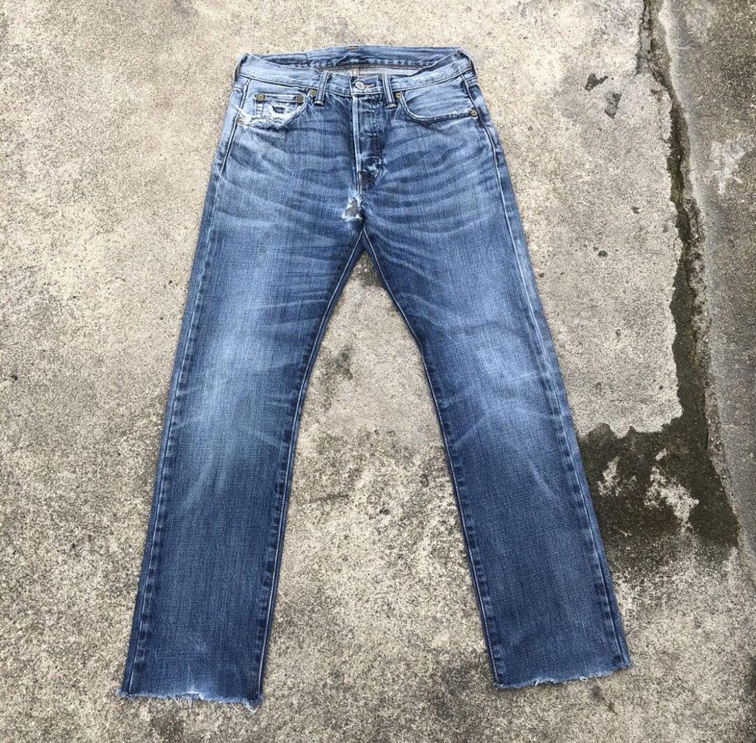 Vintage Levis 501 Stoned Washed Ripped Distress Denim Jeans Regular Fit ...