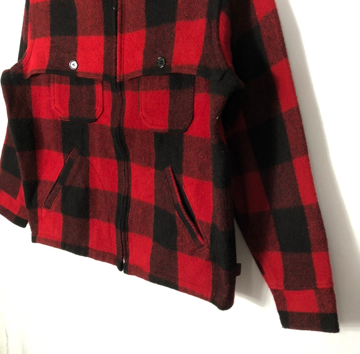 Vintage Woolrich Made in Usa Red Tartan Chekerd Plaid Wool Heavy Jacket ...