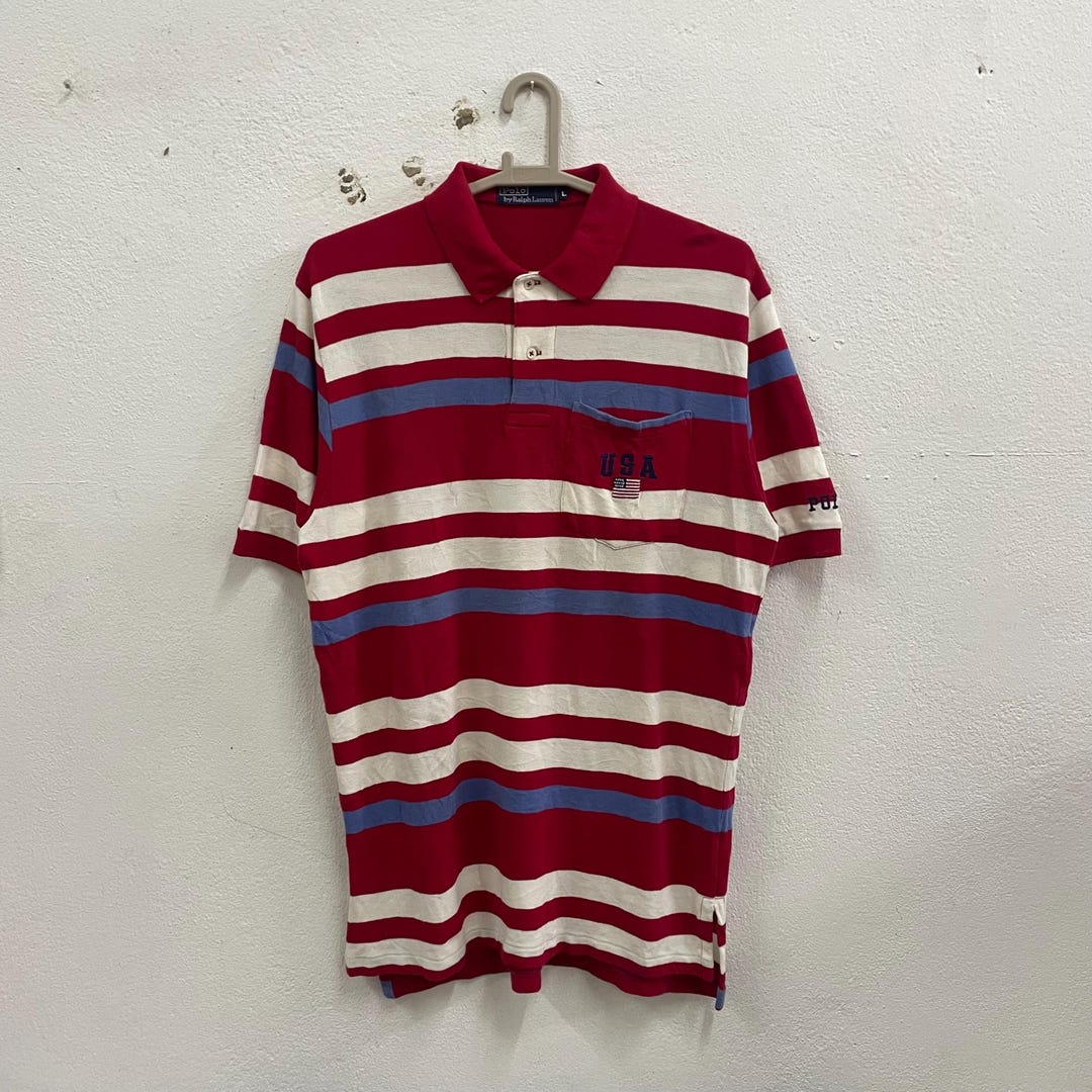 Vintage Polo Ralph Lauren Embroidered USA Flag Logo Single Pocket ...
