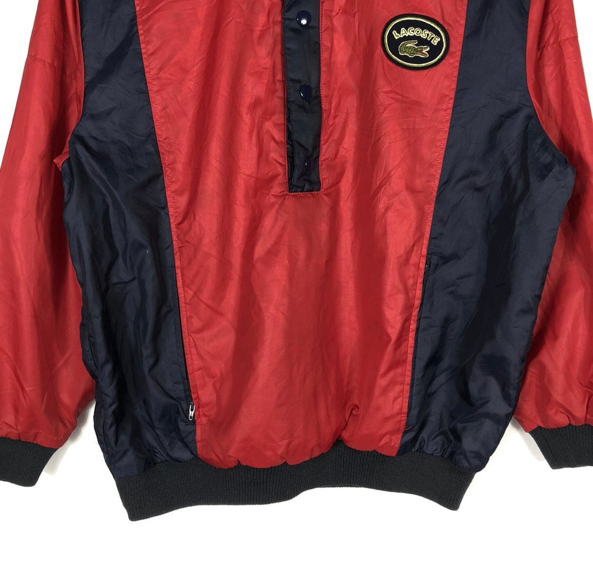 Vintage Lacoste Embroidered Patches Logo Half Zipper Half Buttons ...