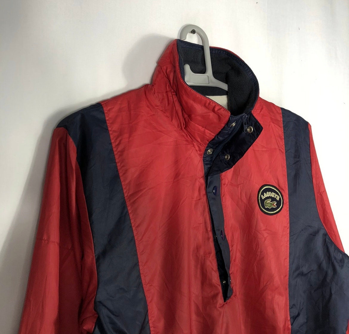 Vintage Lacoste Embroidered Patches Logo Half Zipper Half Buttons ...