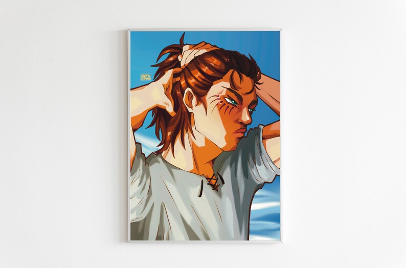 AOT Eren Beach Art Print - Etsy