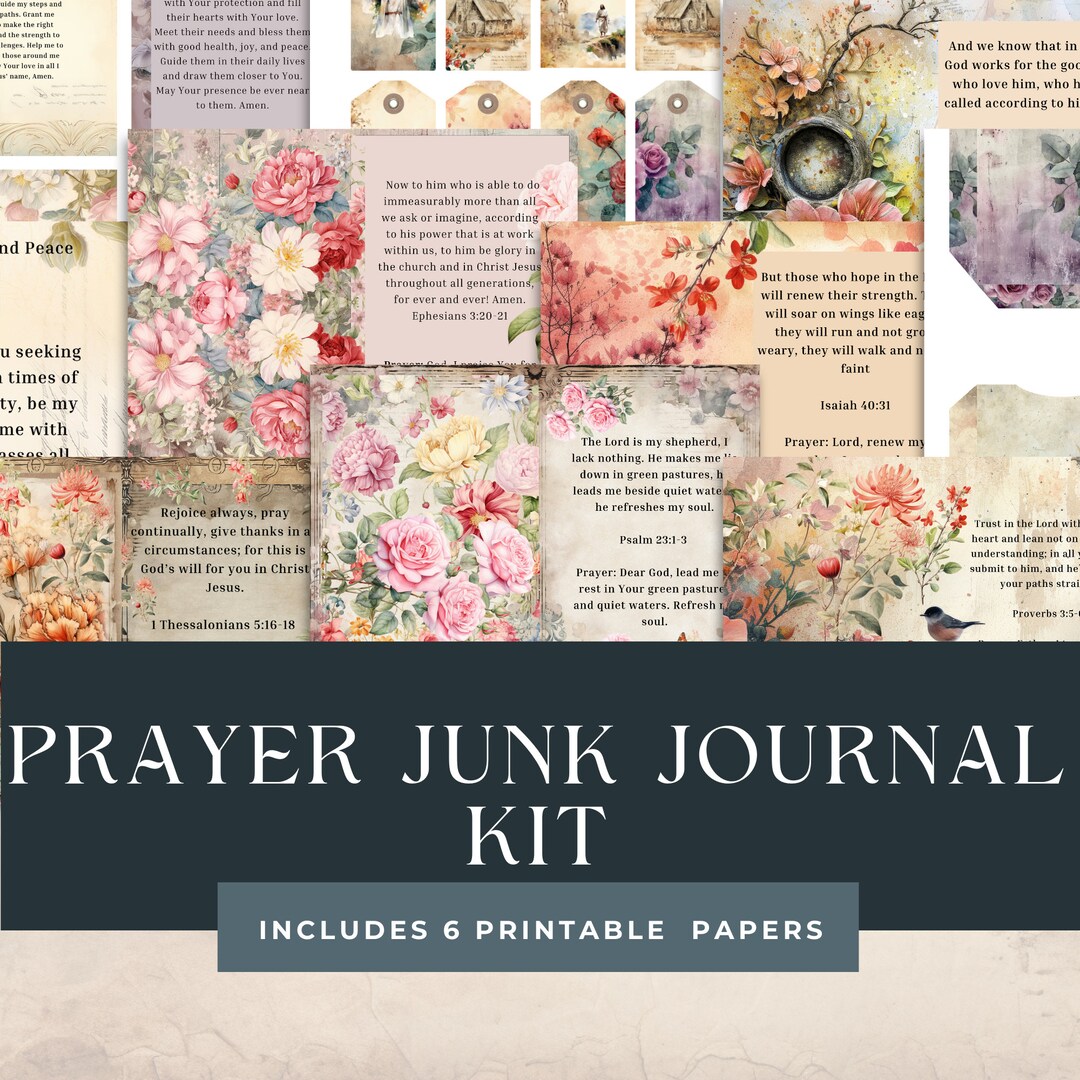 Printable Junk Journal Prayer Kit: Faith-inspired Pages & Ephemera, DIY ...