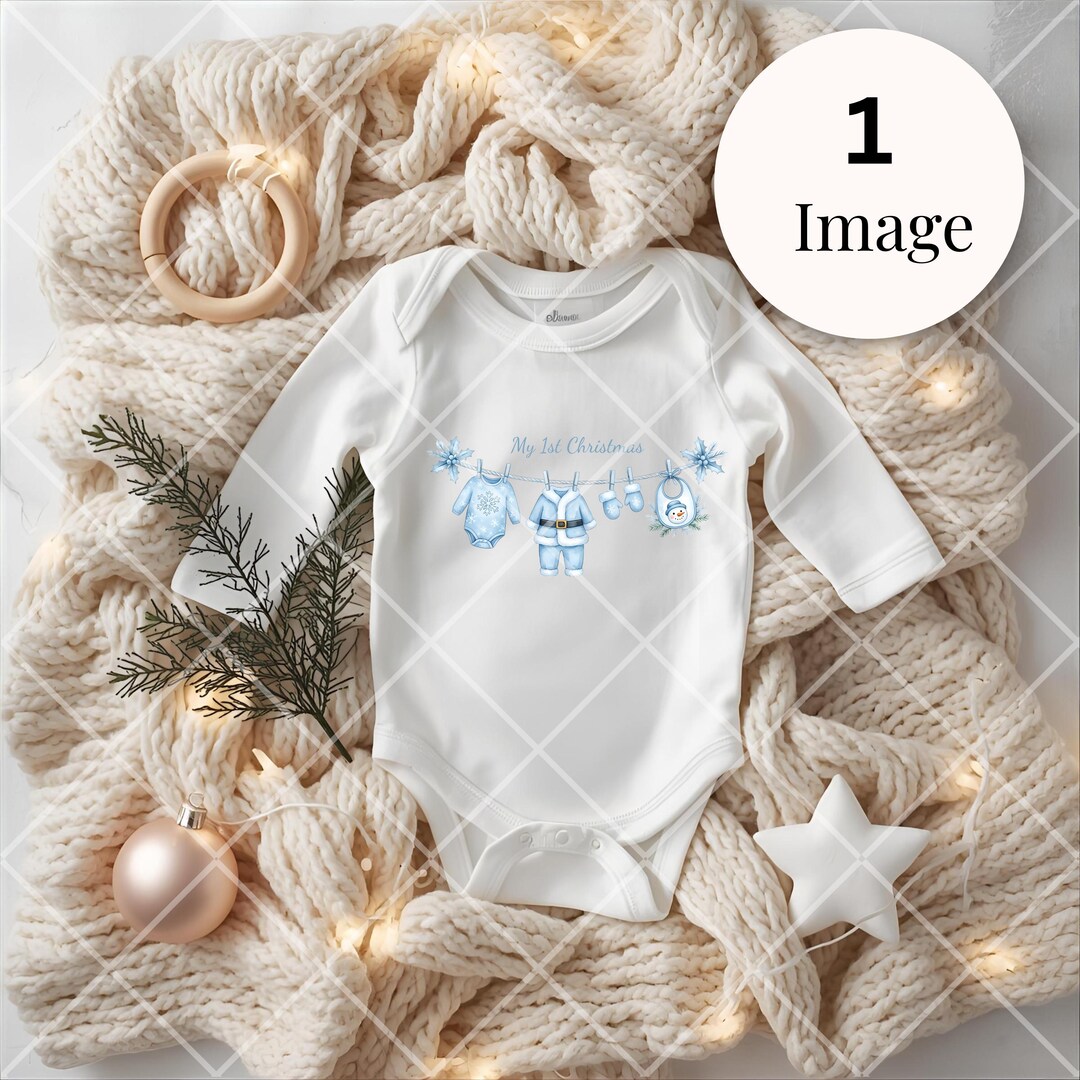 Blue My First Christmas Clipart, Baby Boy Xmas Clothesline PNG, Winter ...