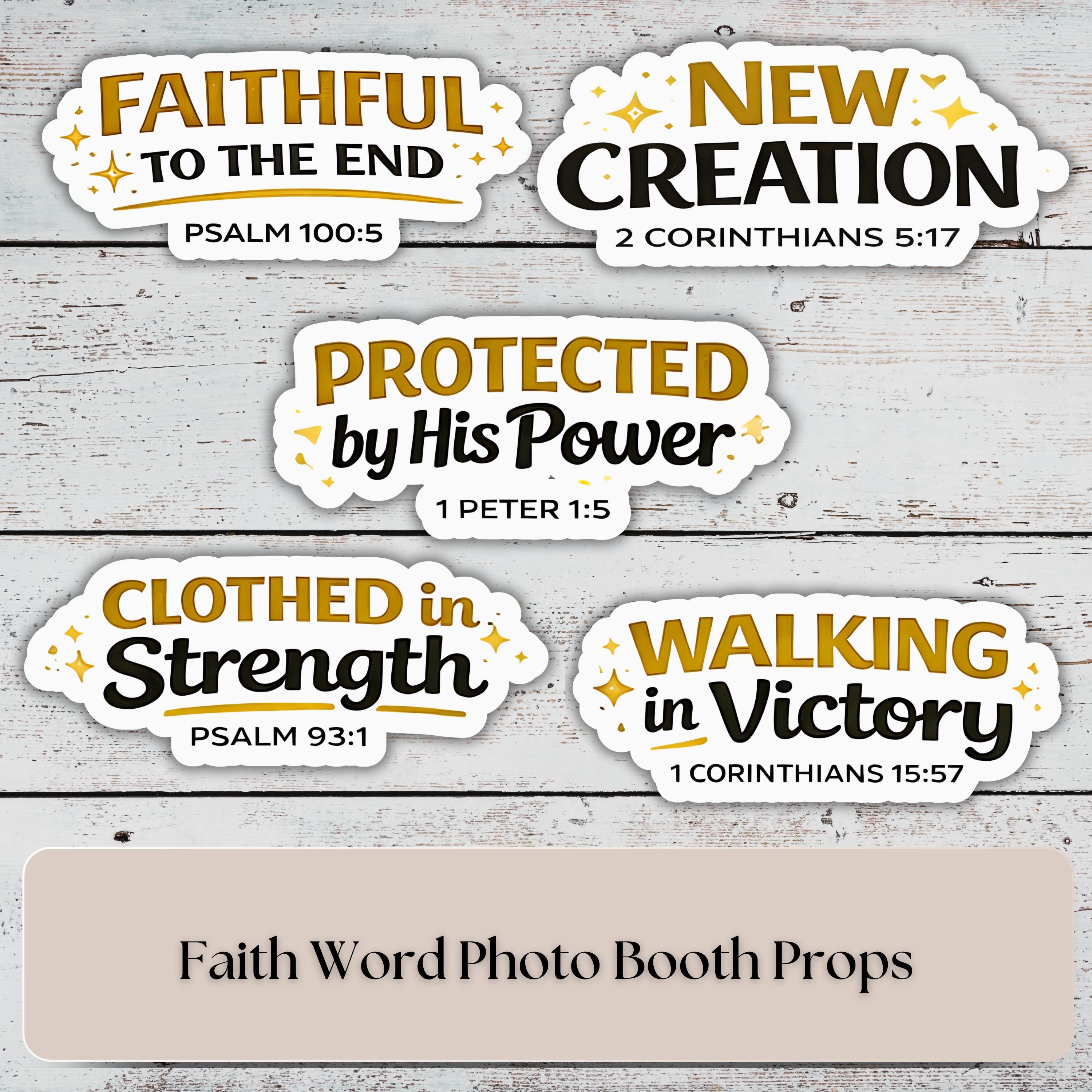 Christian Photo Booth Word Props Set Scripture Phrases Transparent PNG ...