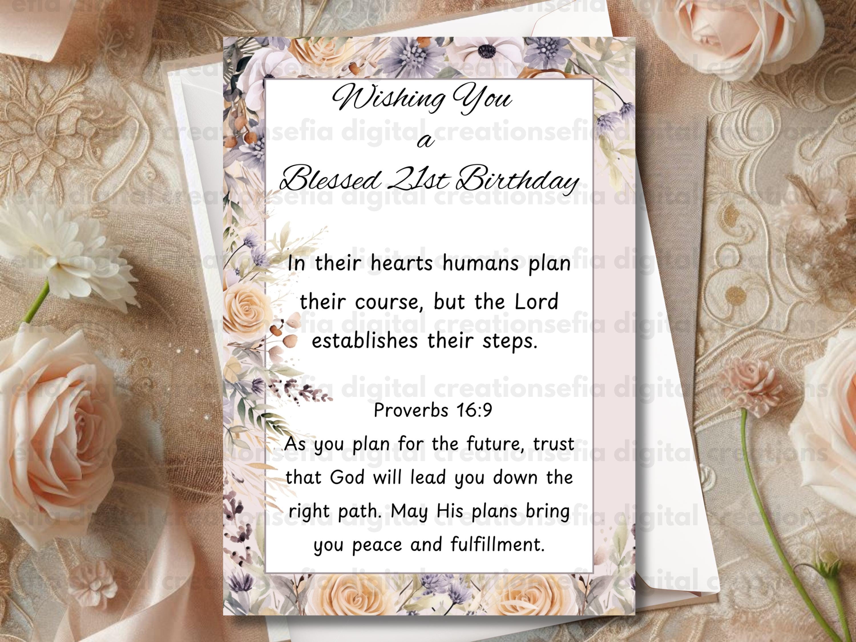 Scripture 21st Birthday Greeting Card - Christian Printable Card With ...