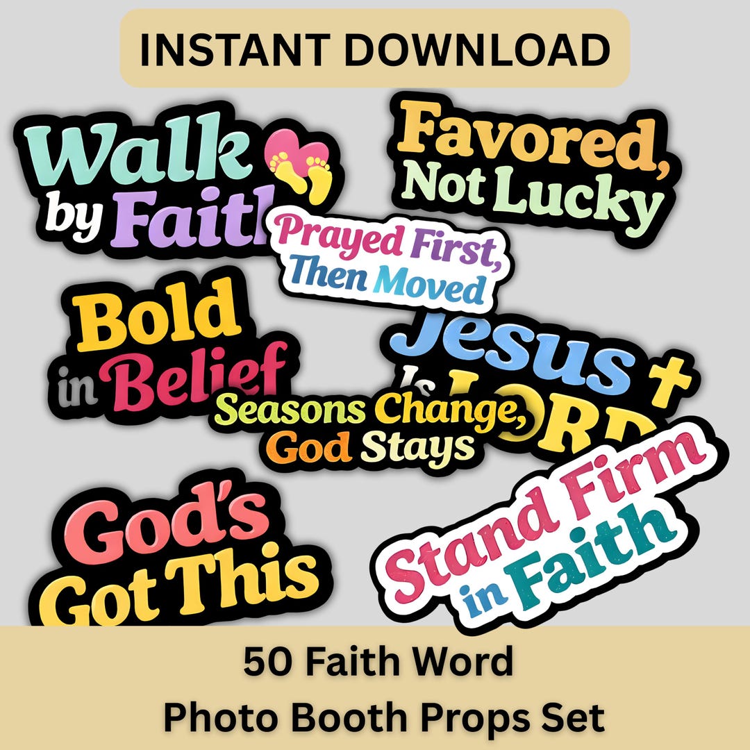 Faith Words Photo Booth Props Christian Sayings PNG Transparent ...
