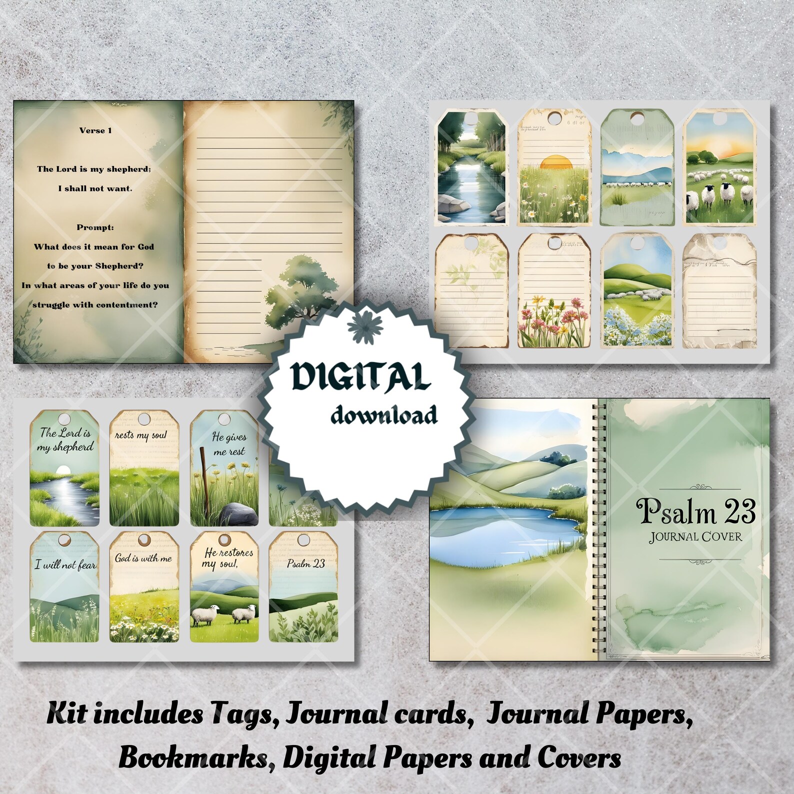 Psalm 23 Devotional Kit | Printable Bible Journaling Pages | Digital ...