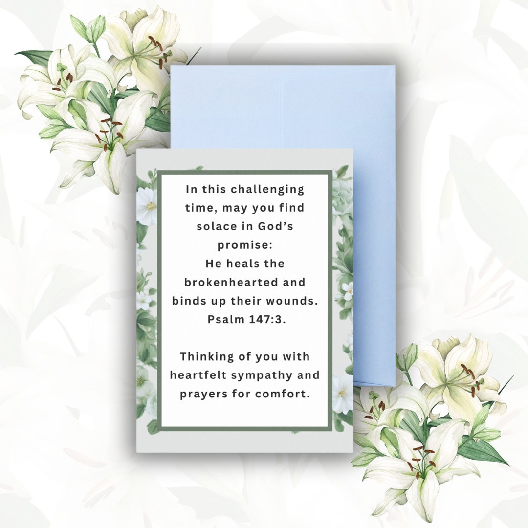 Christian Sympathy Card Digital Download, Psalm 147:3 Scripture ...