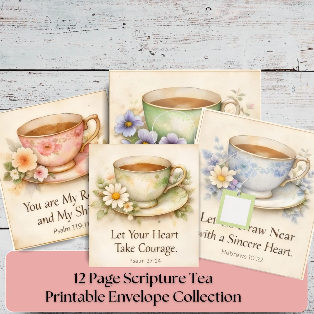 Scripture Tea Bag Printables, Bible Verse Tea Tags & Backing Papers ...