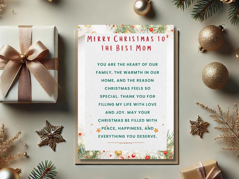 Printable Christmas Greeting Card for Mom | Digital Download ...