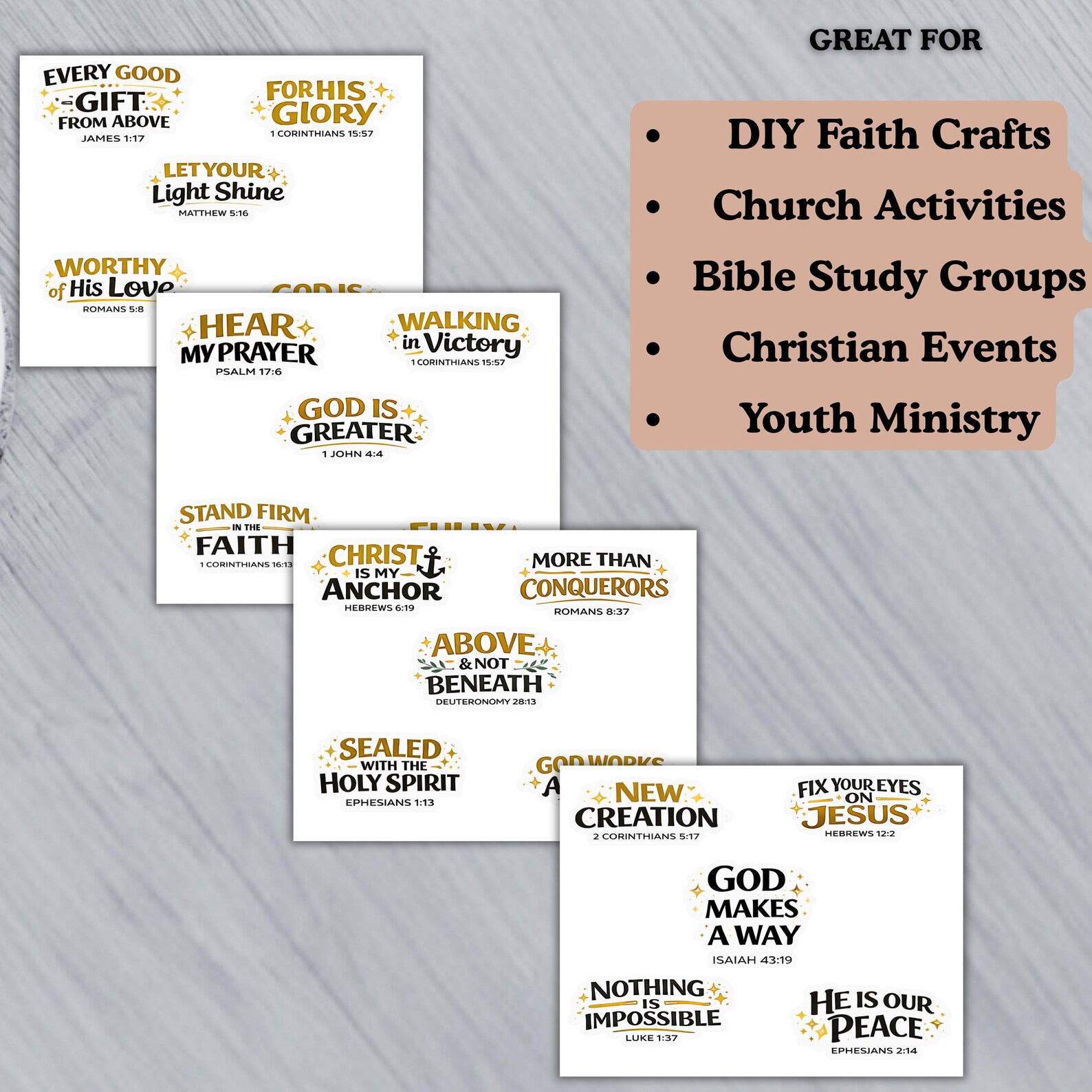 Christian Photo Booth Word Props Set Scripture Phrases Transparent PNG ...