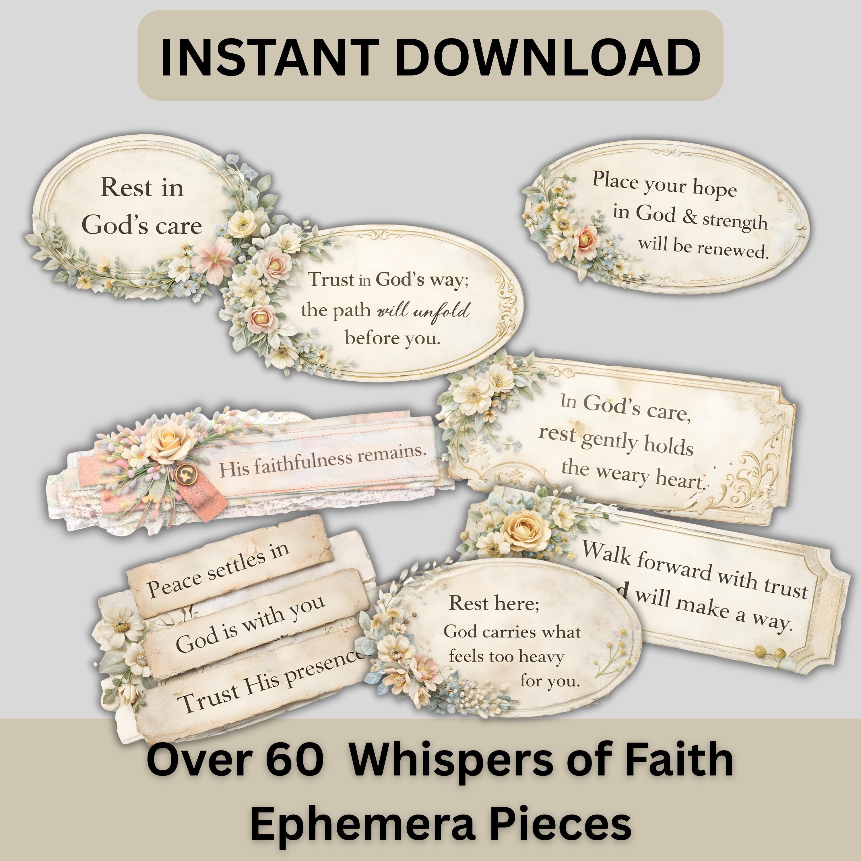 Peaceful Scripture Ephemera Vintage Floral Christian Quote Strips PDF ...