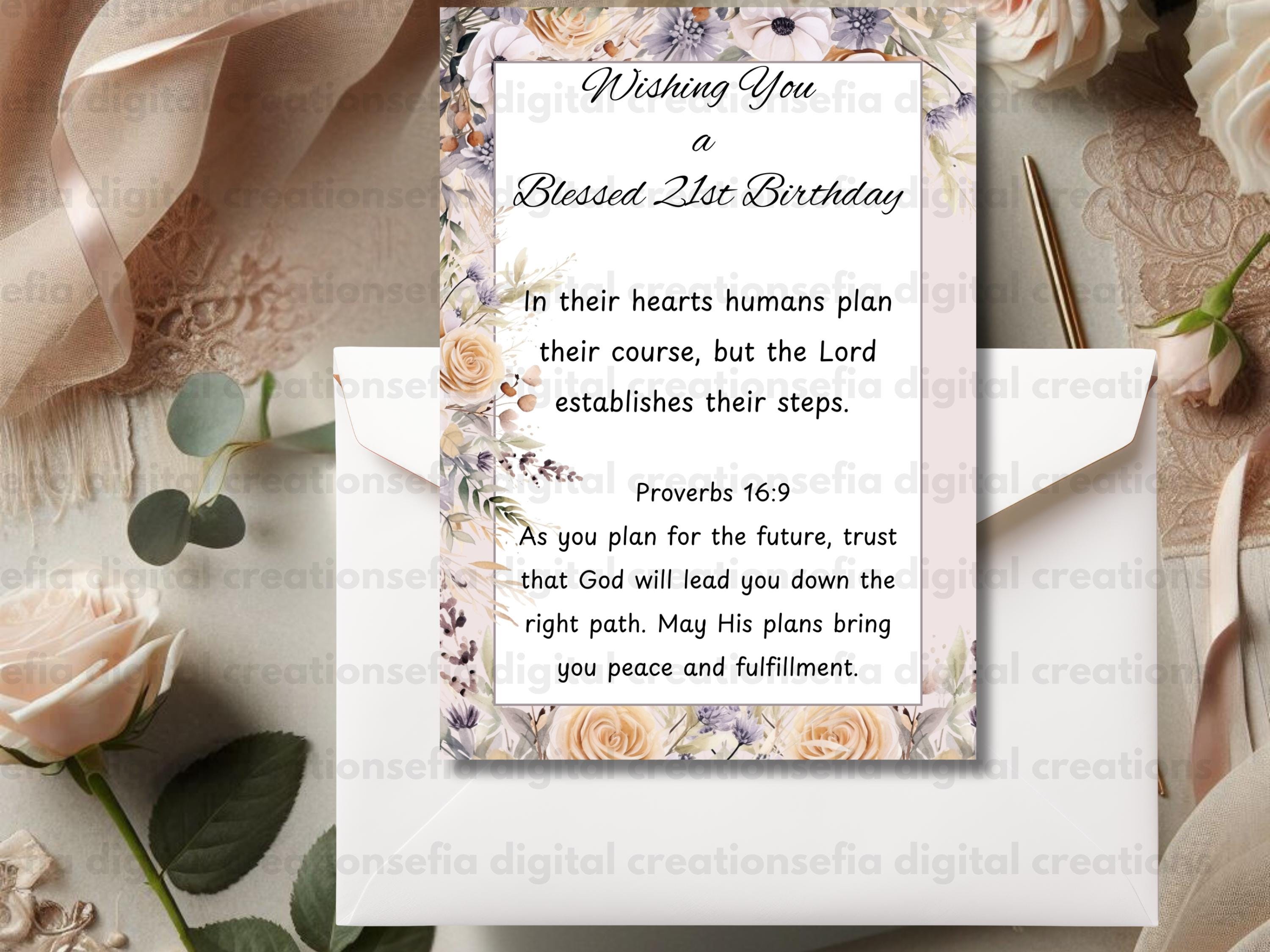 Scripture 21st Birthday Greeting Card - Christian Printable Card With ...
