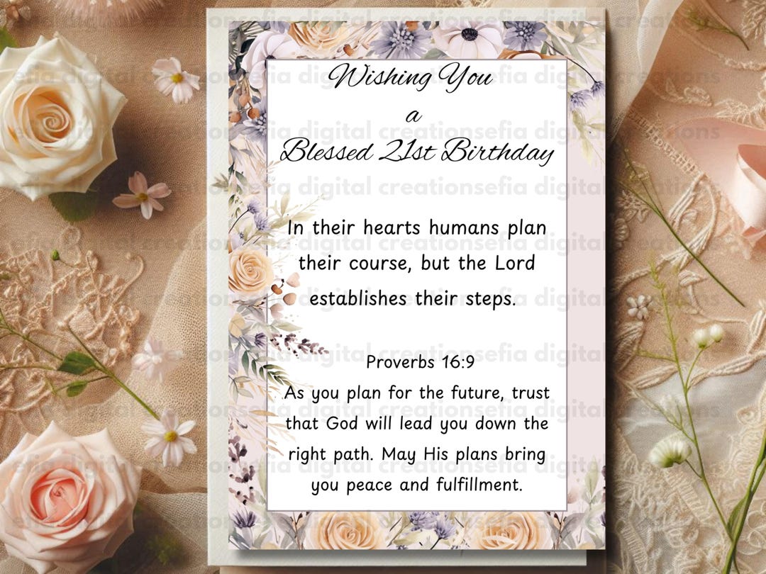 Scripture 21st Birthday Greeting Card - Christian Printable Card With ...