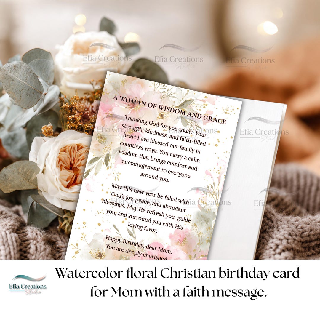 Mom Birthday Card Christian, Floral Scripture Card for Mother, Faith ...