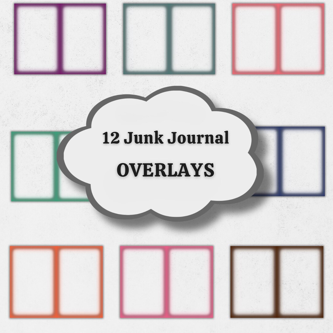 Vintage Inked Frame Overlays | Junk Journal Pngs (12 Transparent 11x8.5 ...