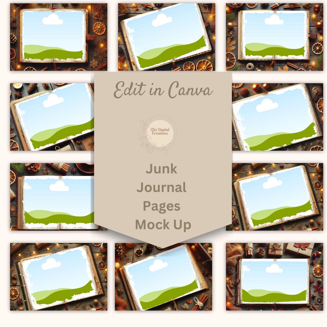 Editable Christmas Junk Journal Canva Template Scrapbook Mockup Fully ...