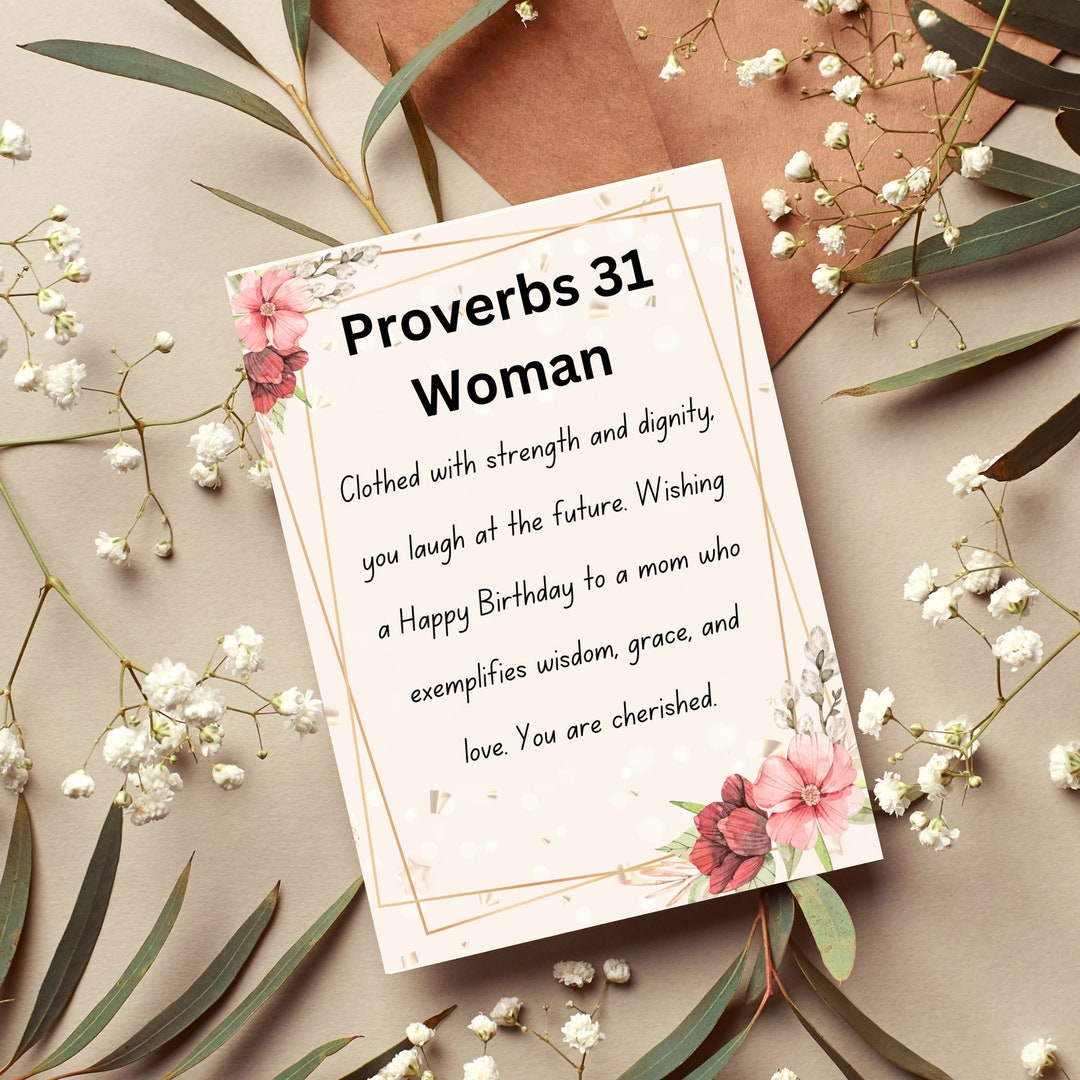 Proverbs 31 Mom Birthday Greeting Card Handcrafted Christian Scripture ...