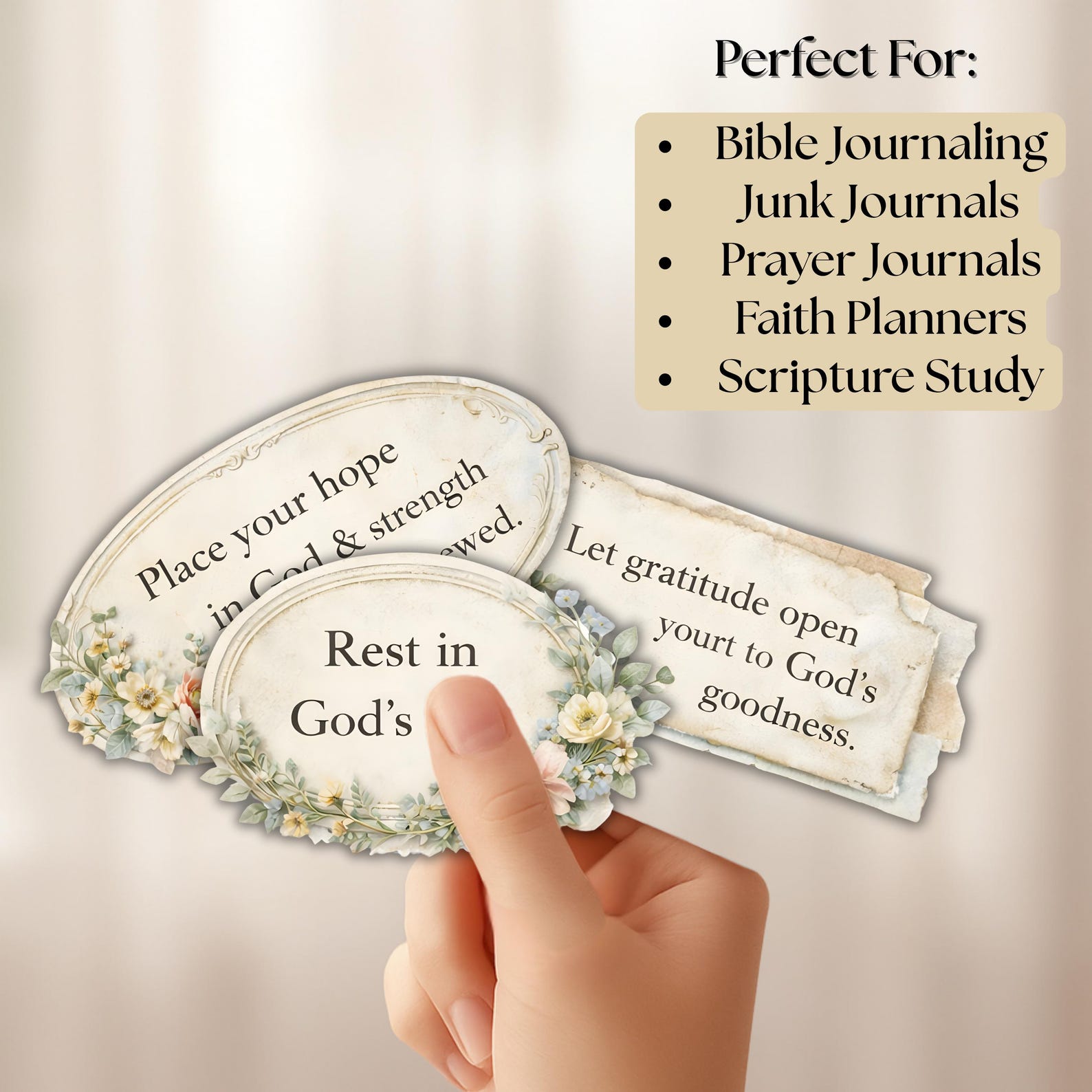 Peaceful Scripture Ephemera Vintage Floral Christian Quote Strips PDF ...