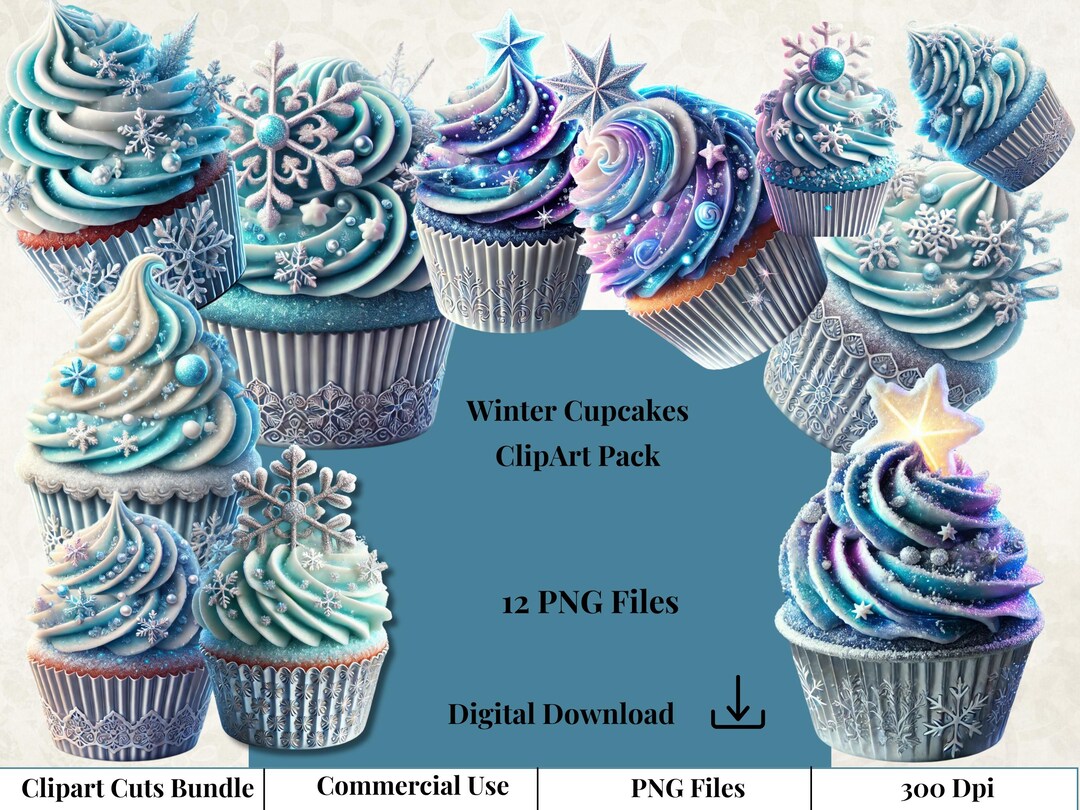 Winter Cupcakes Clipart Pack | 12 PNG Files for Crafts, Invitations ...