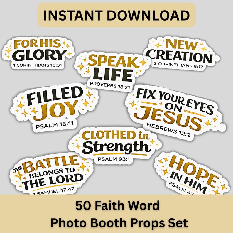 Christian Photo Booth Word Props Set Scripture Phrases Transparent PNG ...